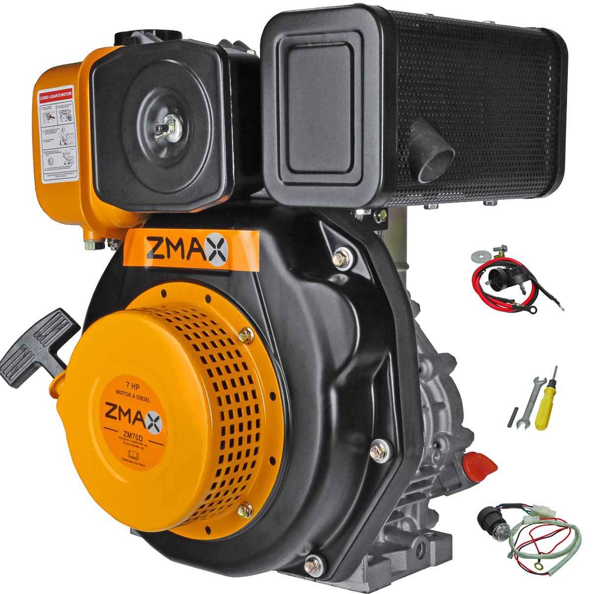Motor a Diesel Zmax ZM70DE 7hp 296cc Partida Elétrica Zd2 - Ferramentas MEP
