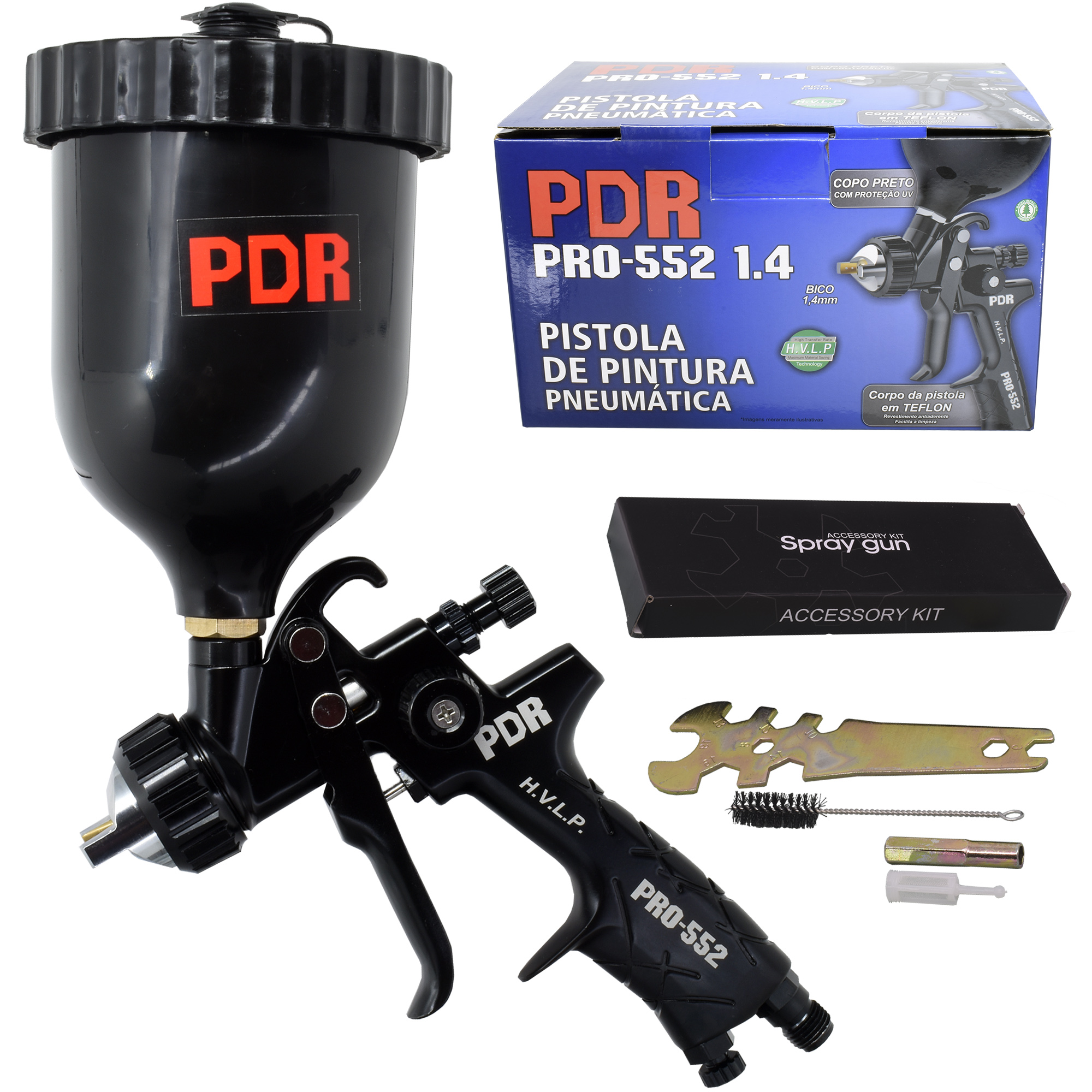Pistola de Pintura Hvlp Pdr Pro-552 Bico 1,4mm 600ml P52 - Ferramentas MEP