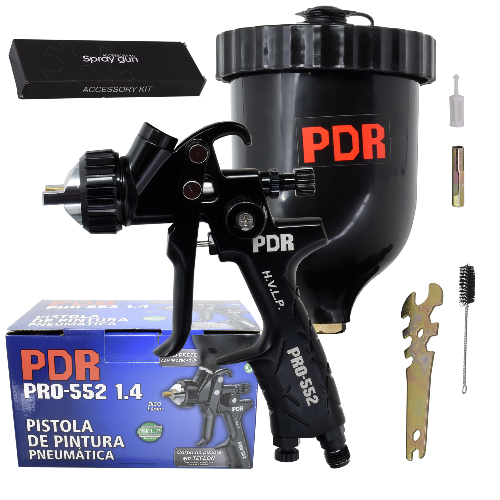 Pistola de Pintura Hvlp Pdr Pro-552 Bico 1,4mm 600ml P52 - Ferramentas MEP