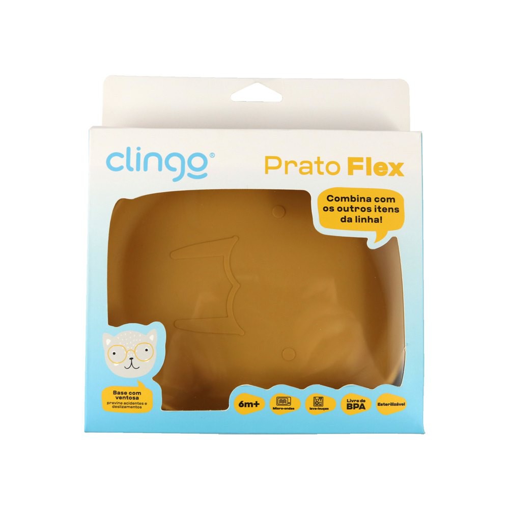 Prato de Silicone com Ventosa Leão Marinho Mostarda - Clingo - Tutti ...