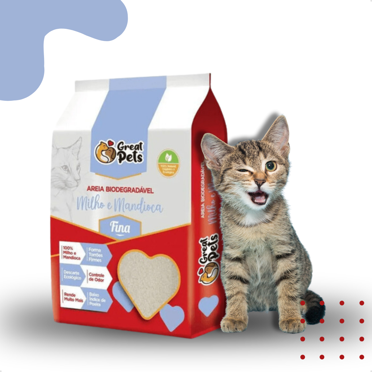 Areia Higiênica Biodegradável Milho e Mandioca Fina 3,8kg Great Pets - Produtos para Pet e ...