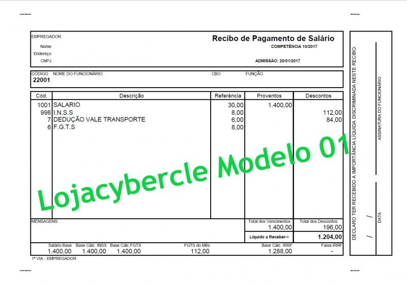 HOLERITE (CONTRACHEQUE) 100% EDITÁVEL NO EXCEL. - Cybercle2013 ...