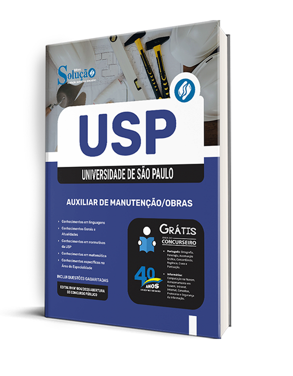 Apostila USP 2025 - Auxiliar de Manutenção/Obras - Solução Concursos ...