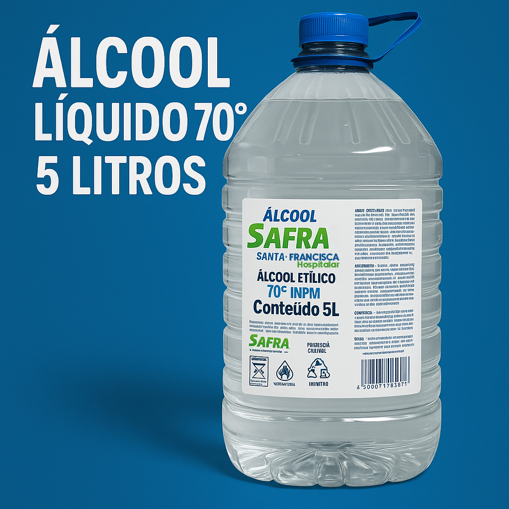 Alcool Liquido 70º Safra 5l - lojarrlimp.com.br
