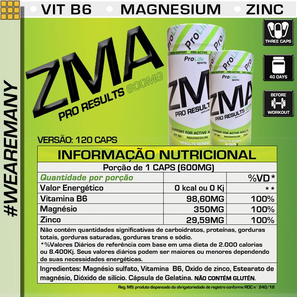 ZMA PRO RESULTS (120CAPS) Pro Life Sports - AllLabs.Oficial