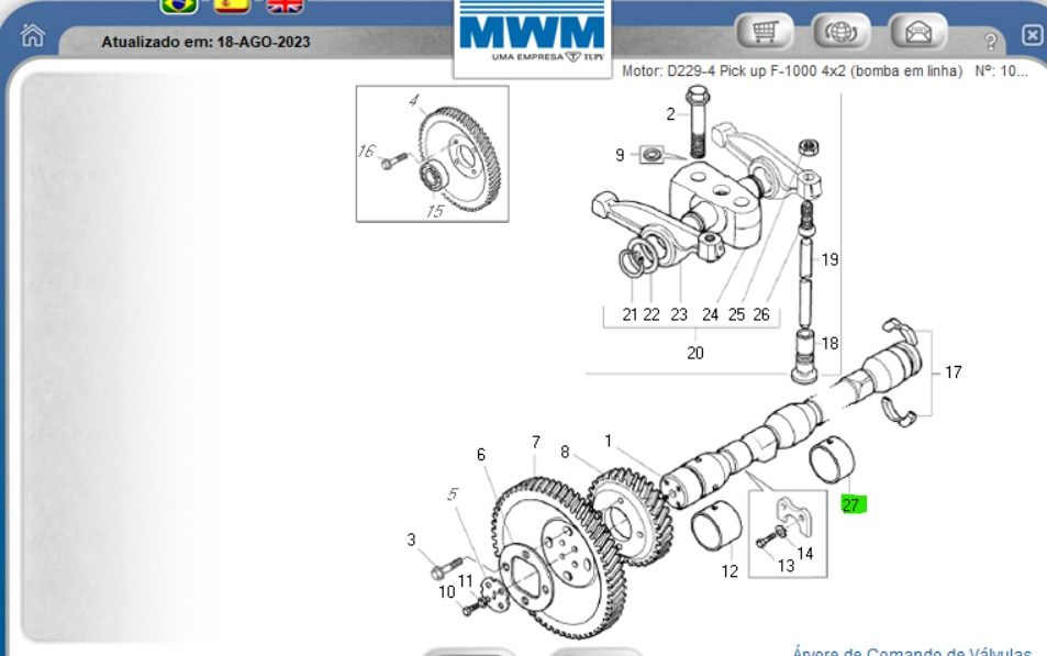 Bucha Reparo Comando Valvulas Motor Mwm 229 Td229 - Powertec - Auto ...