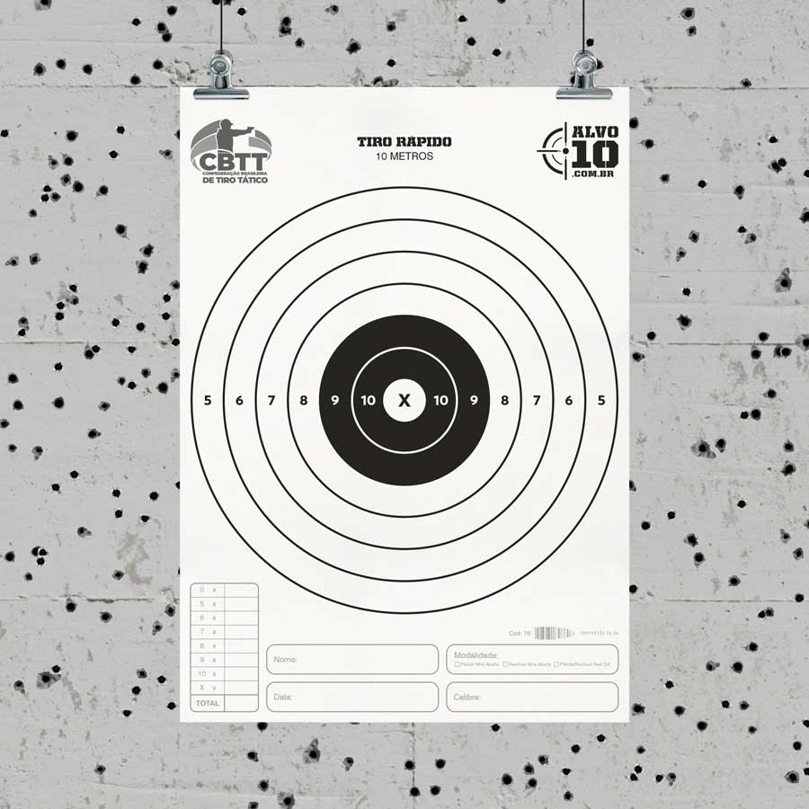 Alvo Oficial CBTT – Tiro Rápido 10 Metros | 100 Unidades - Alvo 10 ...