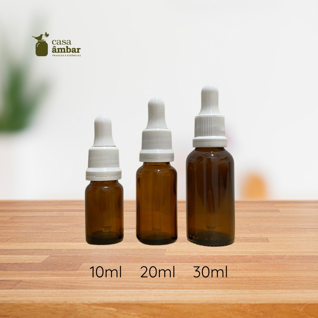 CONTA GOTAS DE VIDRO ÂMBAR (BRANCO) - Casa Âmbar