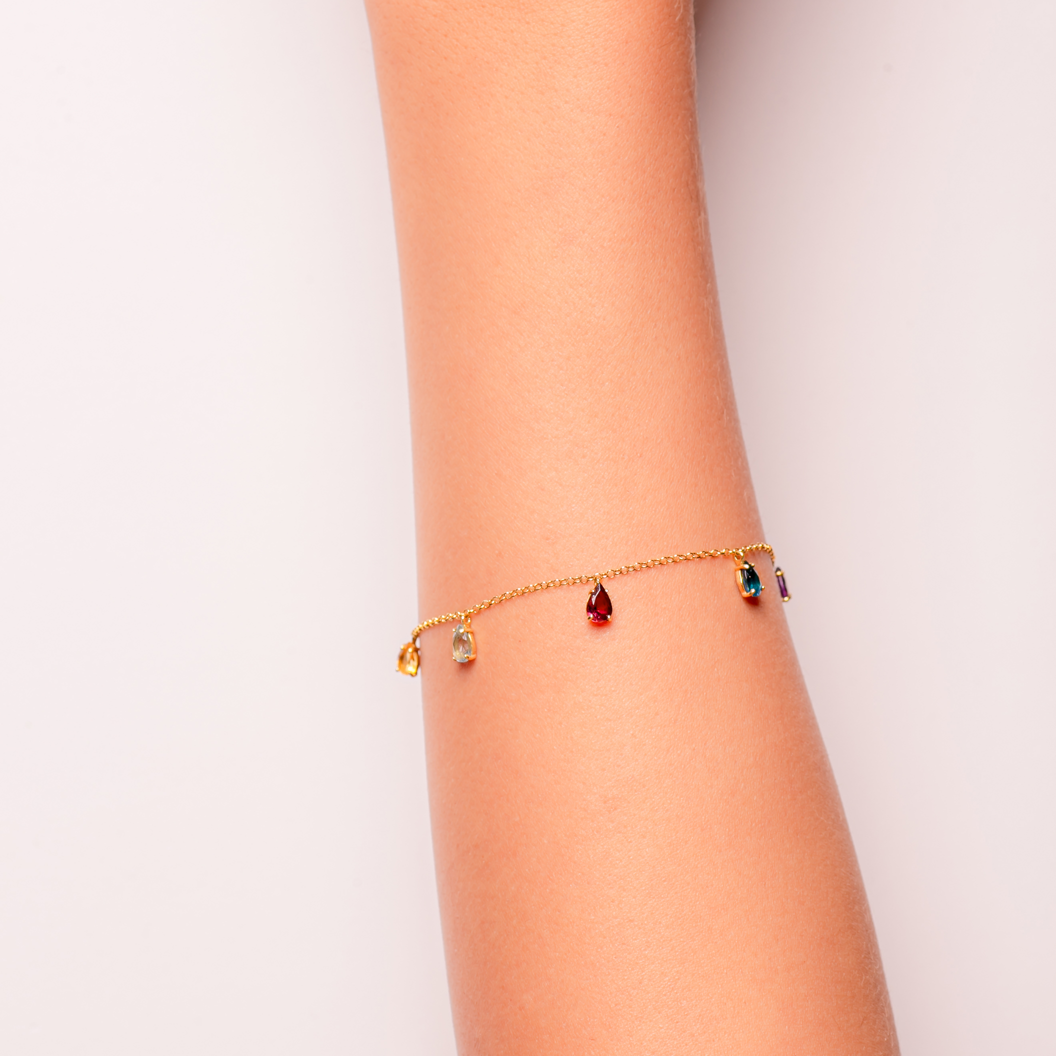 pulseira joy gotas rainbow colorida - ORI Joias