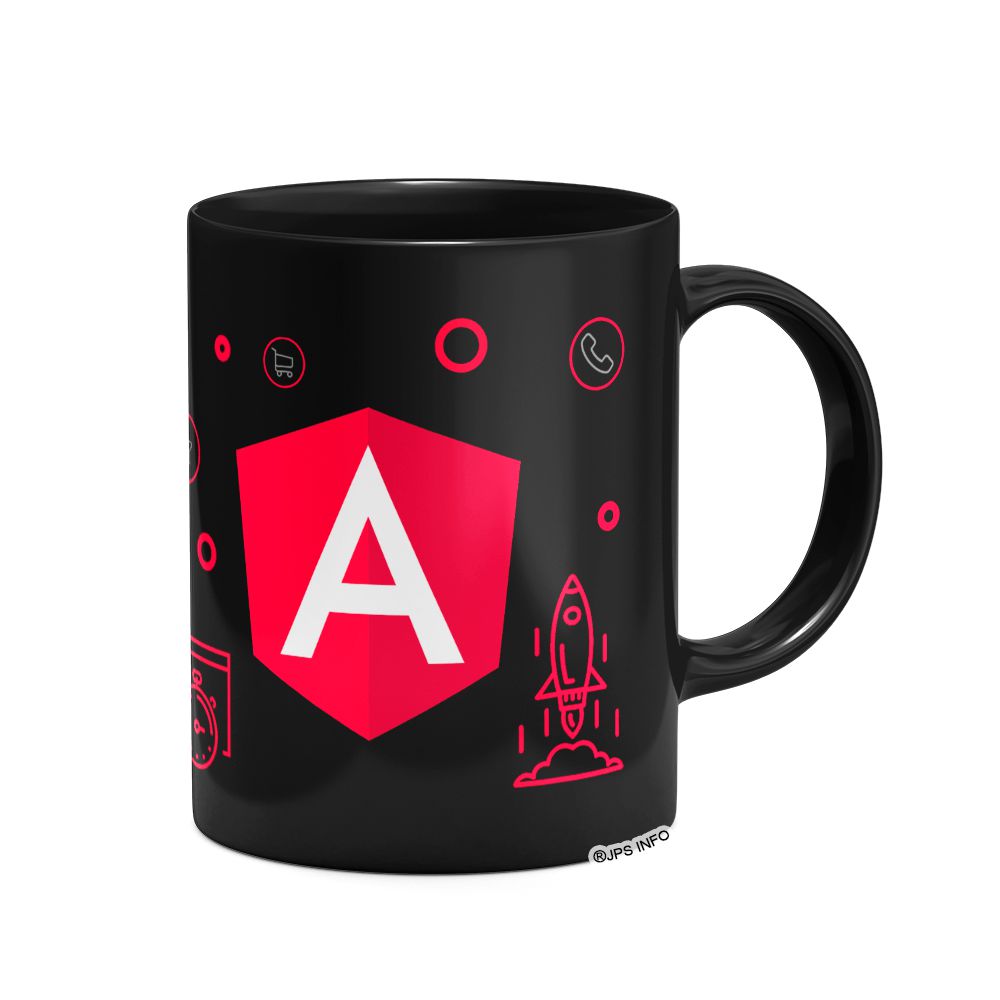 Caneca Dev Angular - Preta - Fun Geek Store