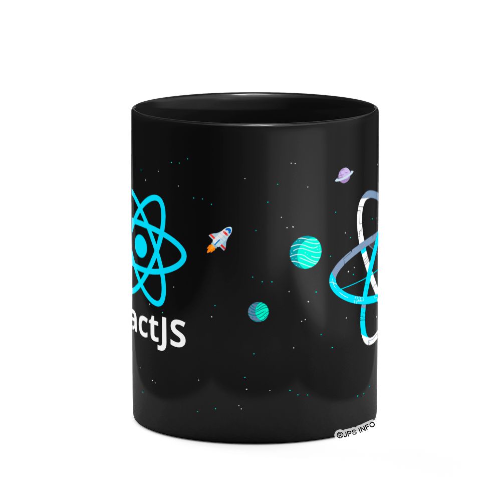 Caneca Dev React JS - Preta - JPS INFO