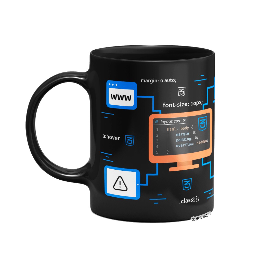 Caneca Dev CSS 3 - Preta - Fun Geek Store
