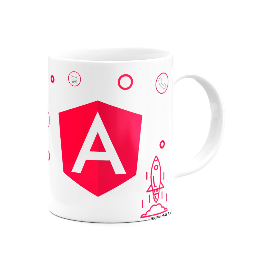 Caneca Dev Angular - Branca - Fun Geek Store