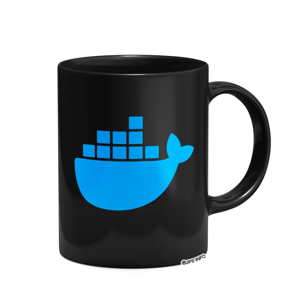 Caneca Dev Docker Preta - Fun Geek Store