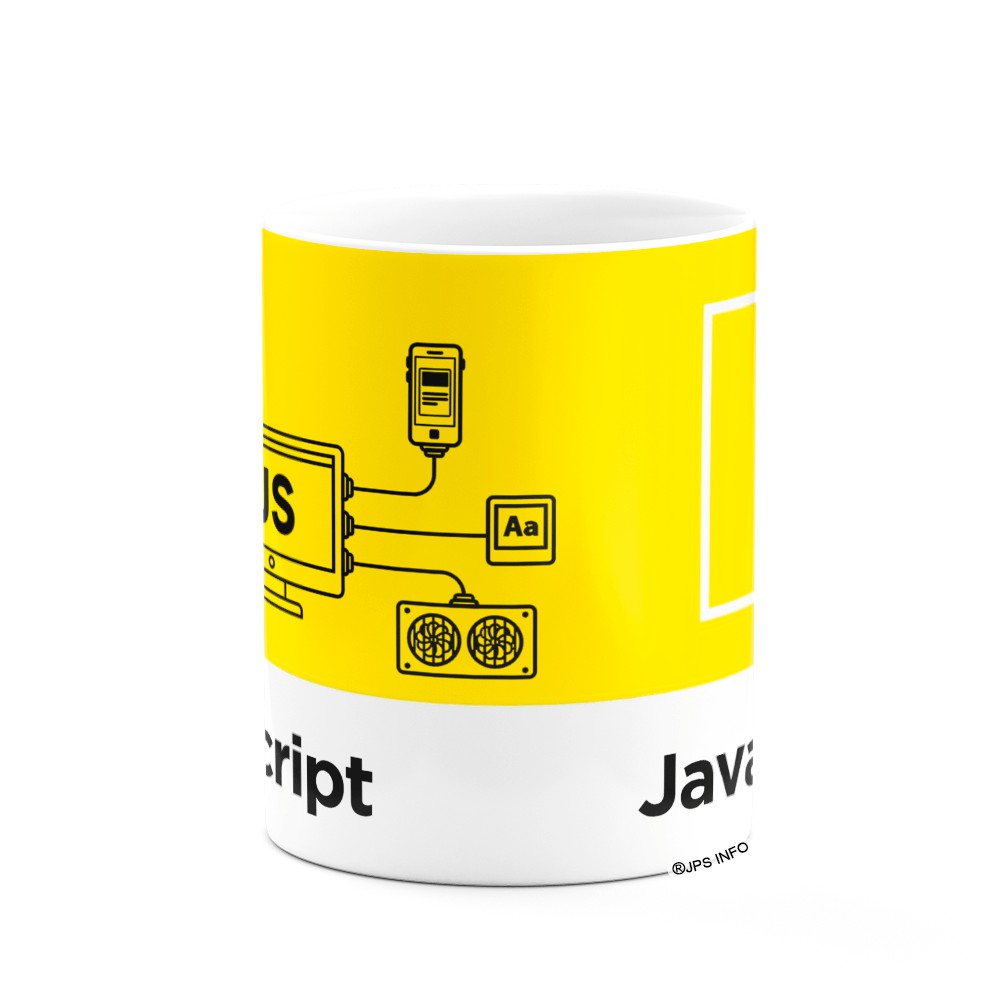 Caneca Dev Js JavaScript Branca - Fun Geek Store