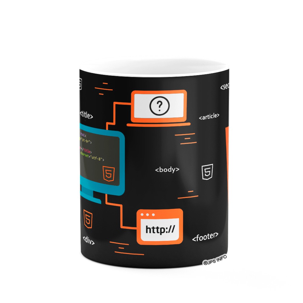 Caneca Dev HTML 5 - Dark White - JPS INFO