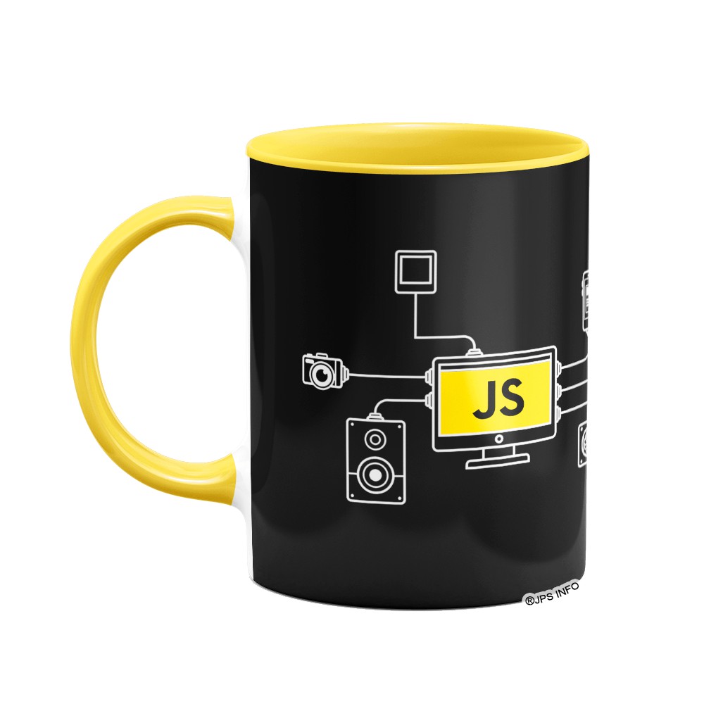 Caneca Dev JS JavaScript - Dark B-yellow - Fun Geek Store