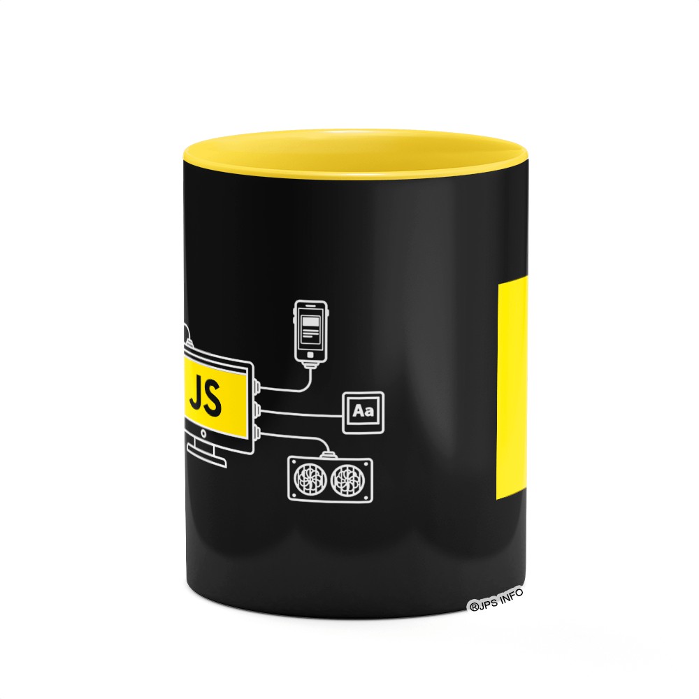 Caneca Dev JS JavaScript - Dark B-yellow - Fun Geek Store