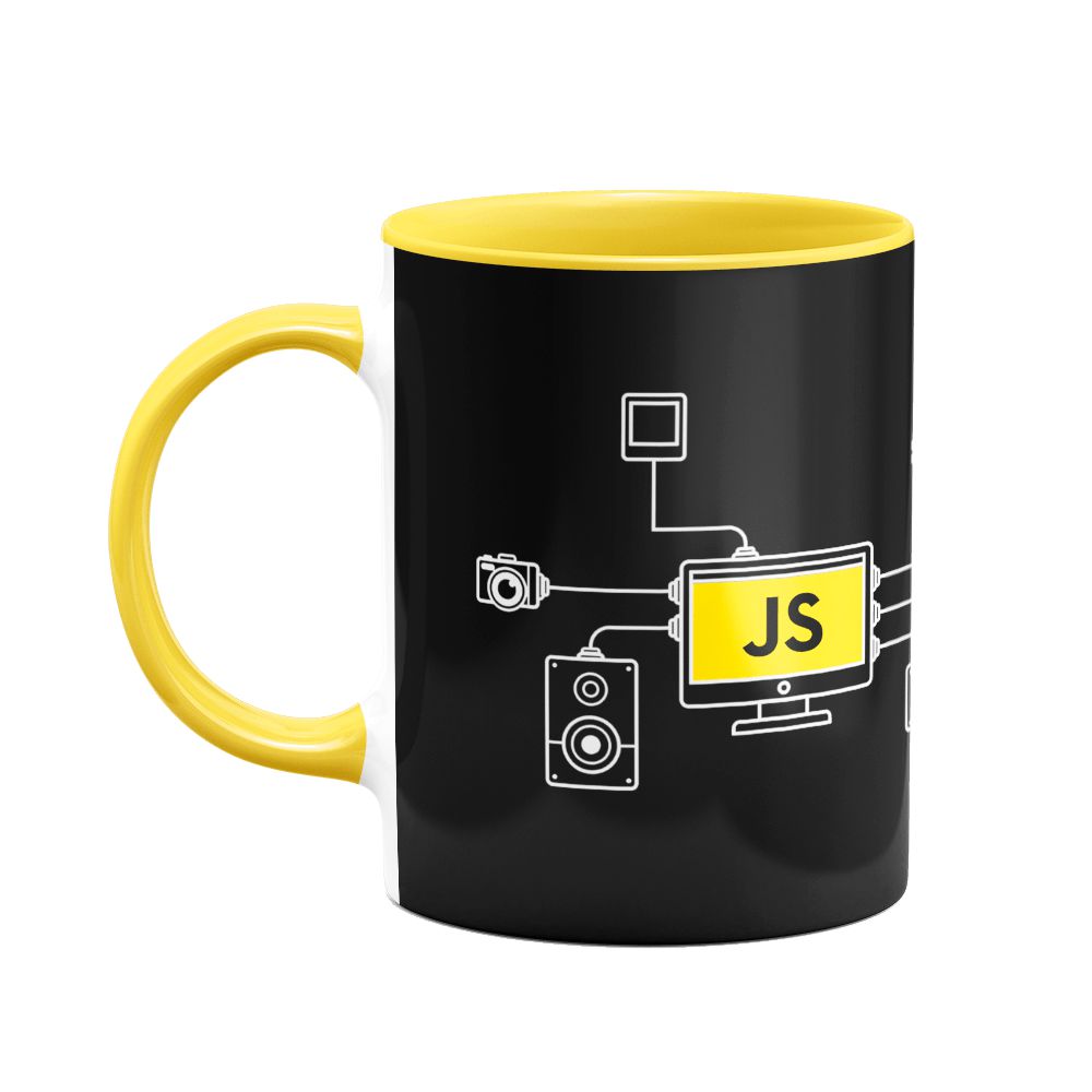 Caneca Dev JS JavaScript - Dark B-yellow (Saldo) - Fun Geek Store