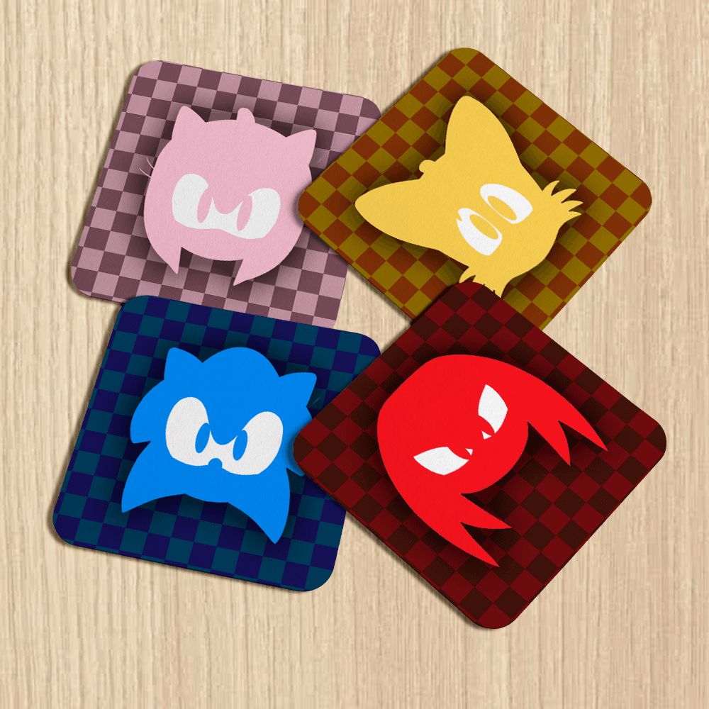Porta copos quadrado - Sonic Icons Friends - Fun Geek Store