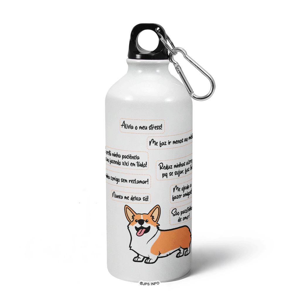 Garrafa Squeeze MQ - Meu Corgi, melhor pessoa! - Fun Geek Store