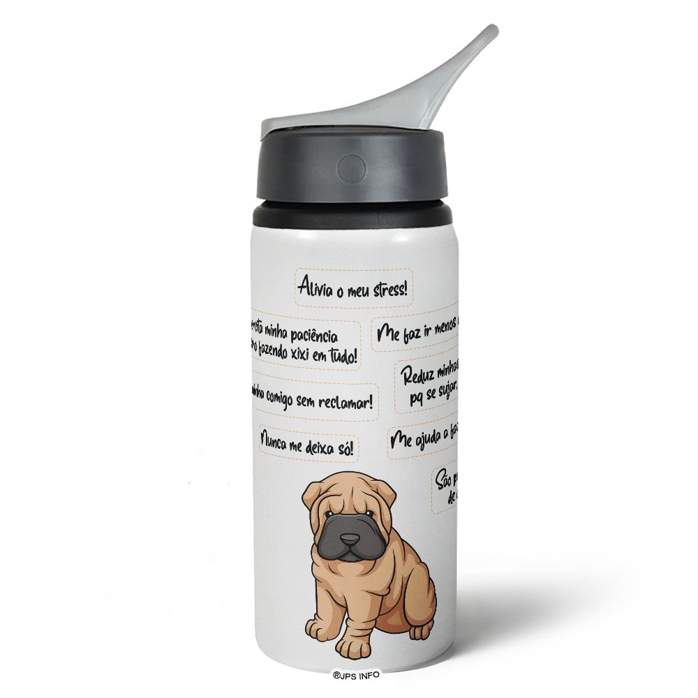 Garrafa Squeeze NK - Meu Shar pei, melhor pessoa! - Fun Geek Store