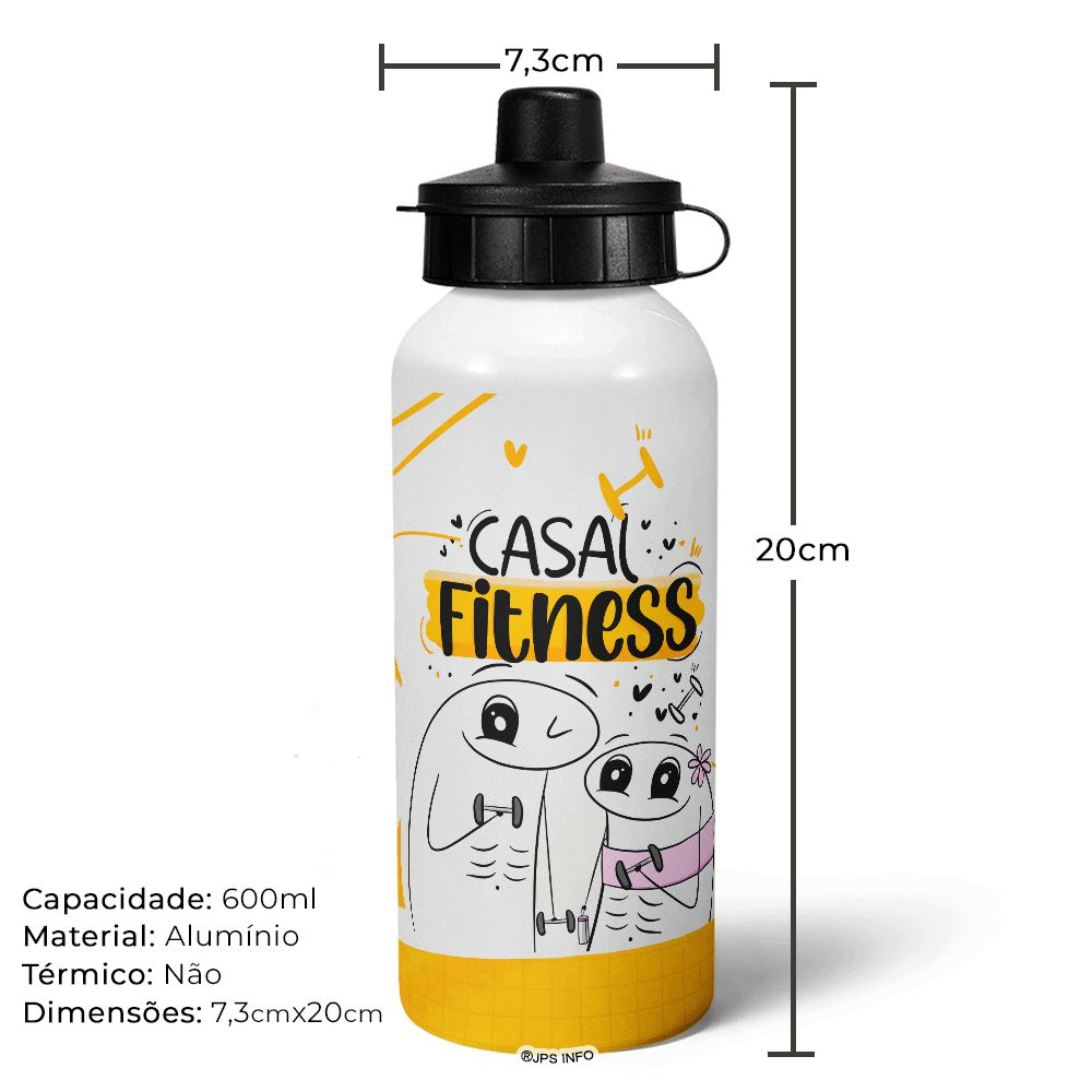 Garrafa Squeeze MQ Flork Namorados - Casal Fitness - BYellow - Fun Geek Store