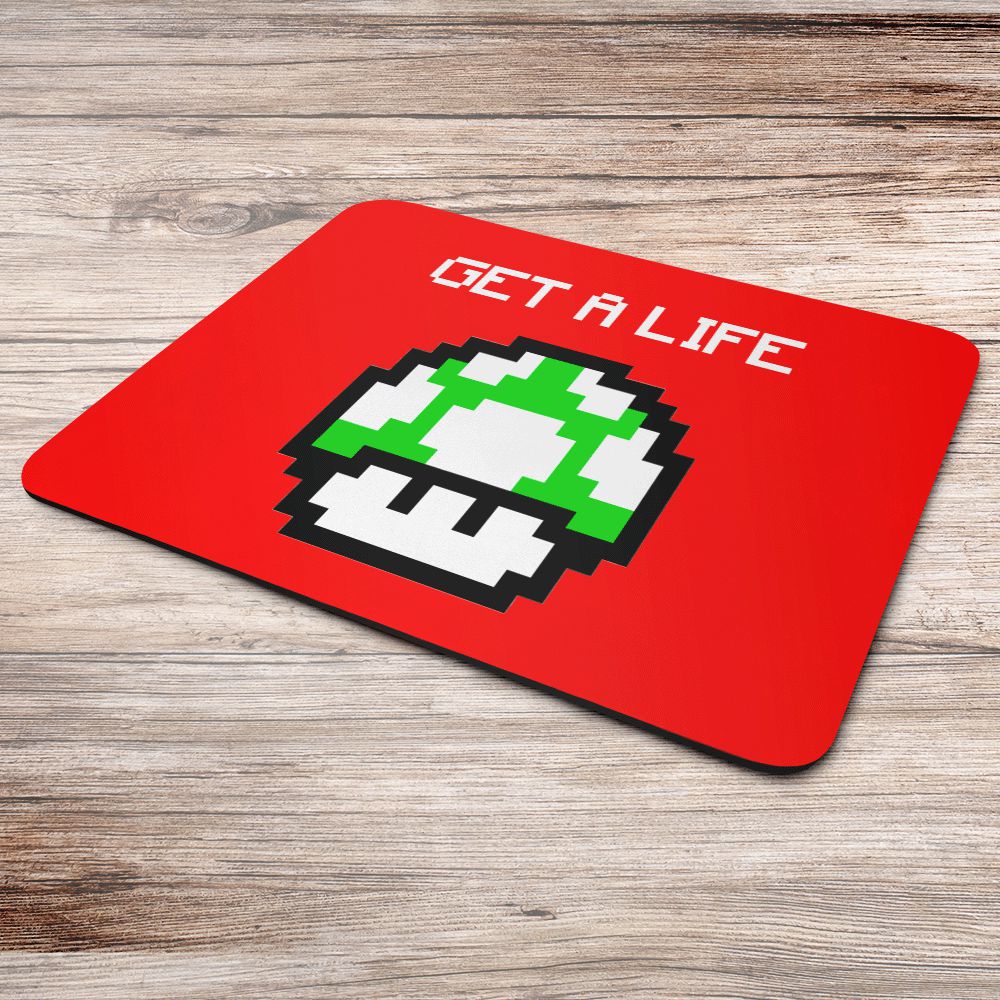 Mouse Pad Geek Gamer - Cogumelo Pixel Get a Life - Fun Geek Store