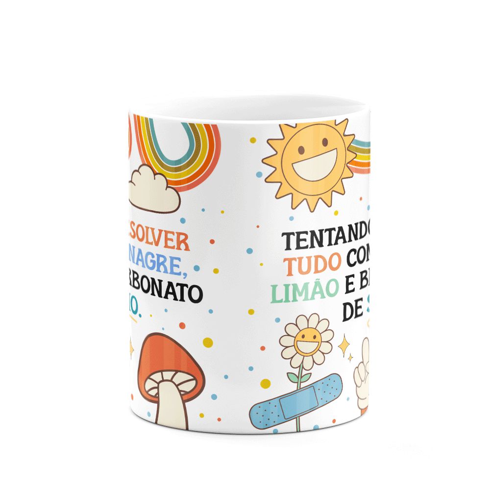 Caneca Divertida Vibes - Tentando resolver tudo - Fun Geek Store