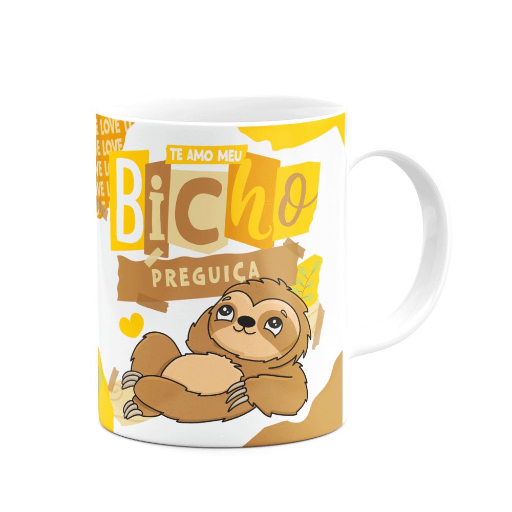 Caneca Divertida Namorados - Te amo meu bicho preguiça - Fun Geek Store