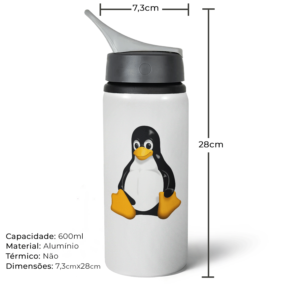 Garrafa Squeeze NK Geek Dev Linux - Tux Linux - Fun Geek Store