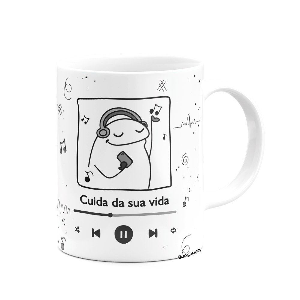 Caneca Divertida Flork Music - Cuida da sua vida - Fun Geek Store