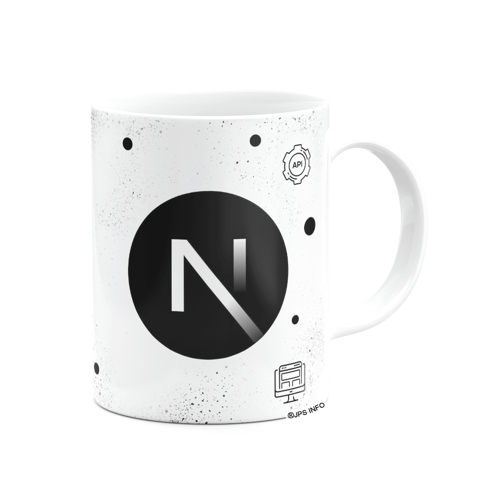 Caneca Geek Dev Programador - Next JS - 325ml branca - Fun Geek Store