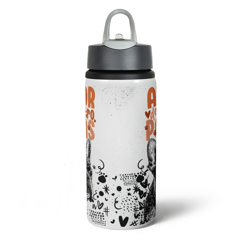 Garrafa Squeeze NK - Amor de Quatro Patas - Buldogue francês - Fun Geek Store