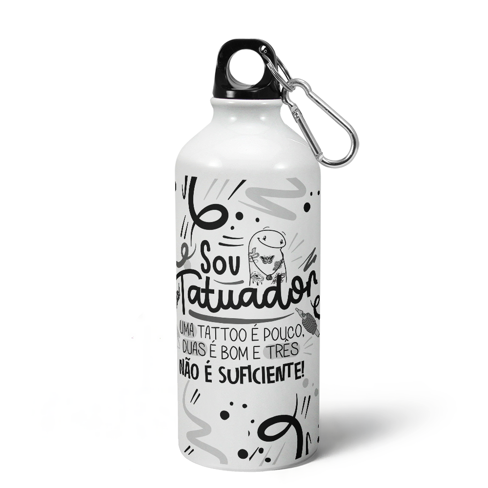 Garrafa Squeeze MQ Flork Profissões - Sou tatuador - Fun Geek Store