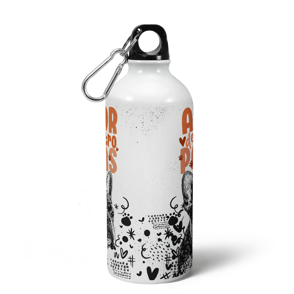 Garrafa Squeeze MQ - Amor de Quatro Patas - Buldogue francês - Fun Geek Store