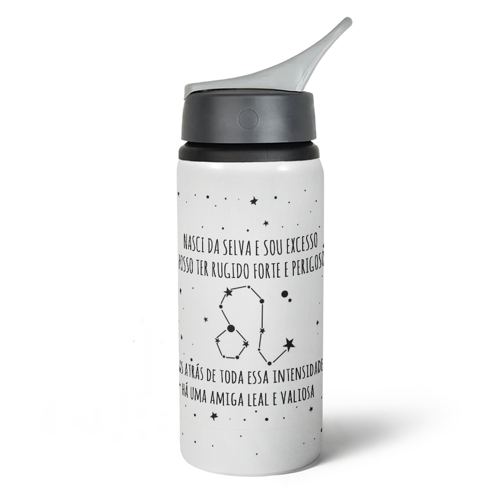 Garrafa Squeeze NK Signos - Ela é de Leão - 600ml - Fun Geek Store