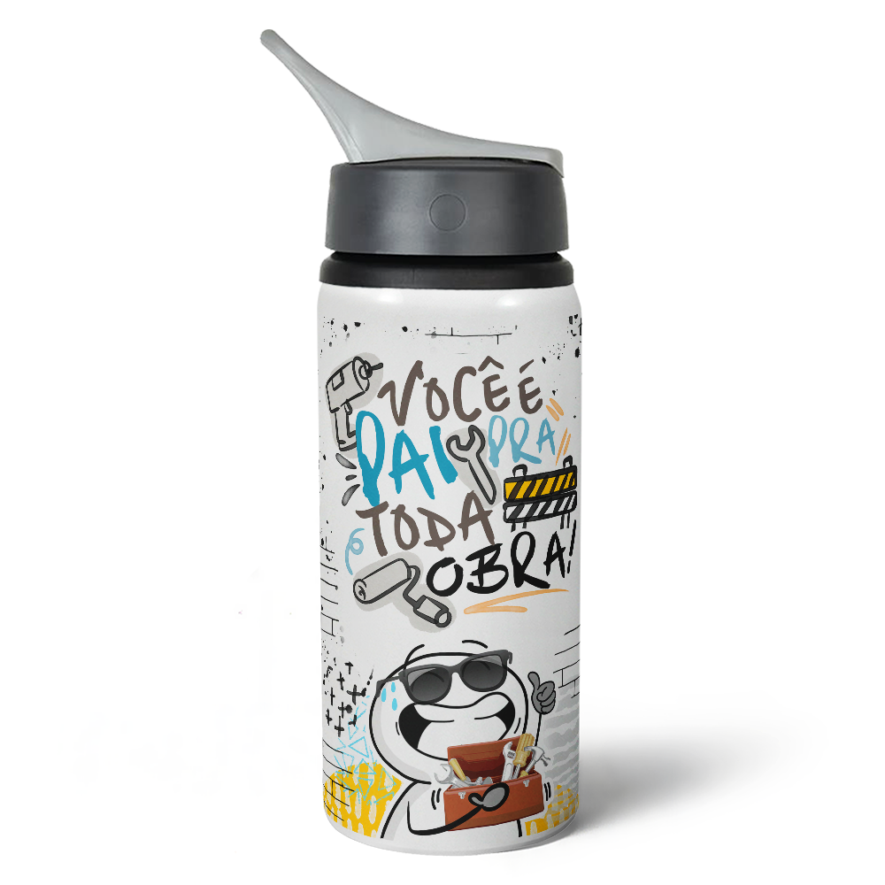 Garrafa Squeeze NK Funny Pais - Você é pai pra toda obra - Fun Geek Store