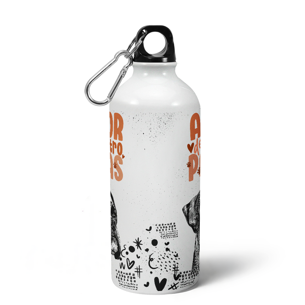 Garrafa Squeeze MQ - Amor de quatro patas - cachorro boxer - Fun Geek Store