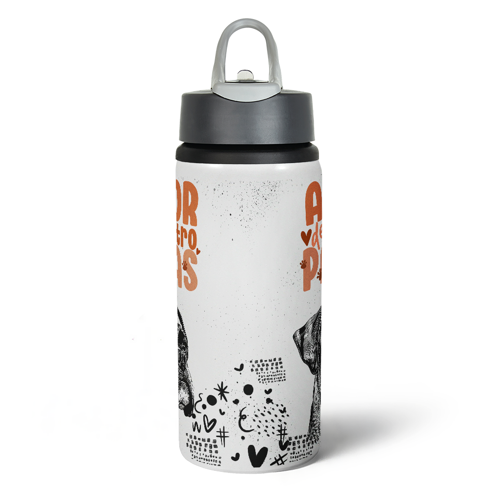 Garrafa Squeeze NK - Amor de quatro patas - cachorro boxer - Fun Geek Store