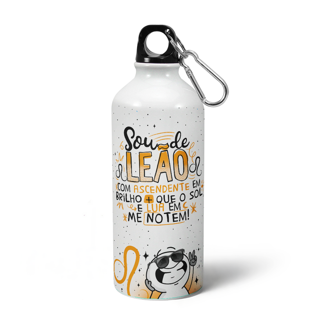 Garrafa Squeeze MQ Funny Signos - Sou de Leão - 600ml - Fun Geek Store