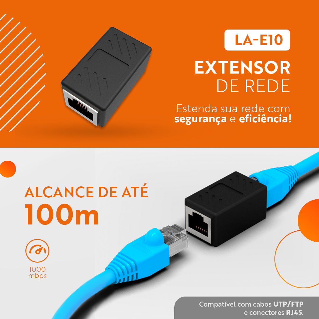 Conector Emenda Extensor RJ45 LA-E10 Pluscable - LAF Computadores