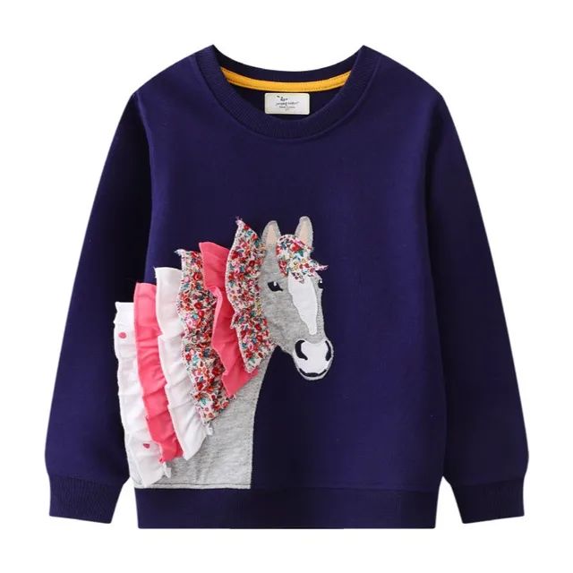 Roupa Infantil Menina Little Moletom Azul Poney - Kids Eua
