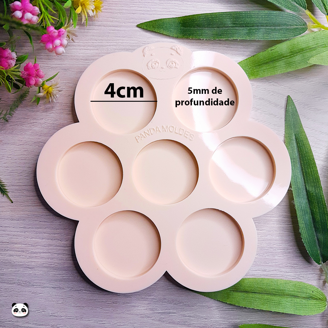 Molde De Silicone Resina Redondo Círculos 4cm com 7 cavidades - Epoxi Color
