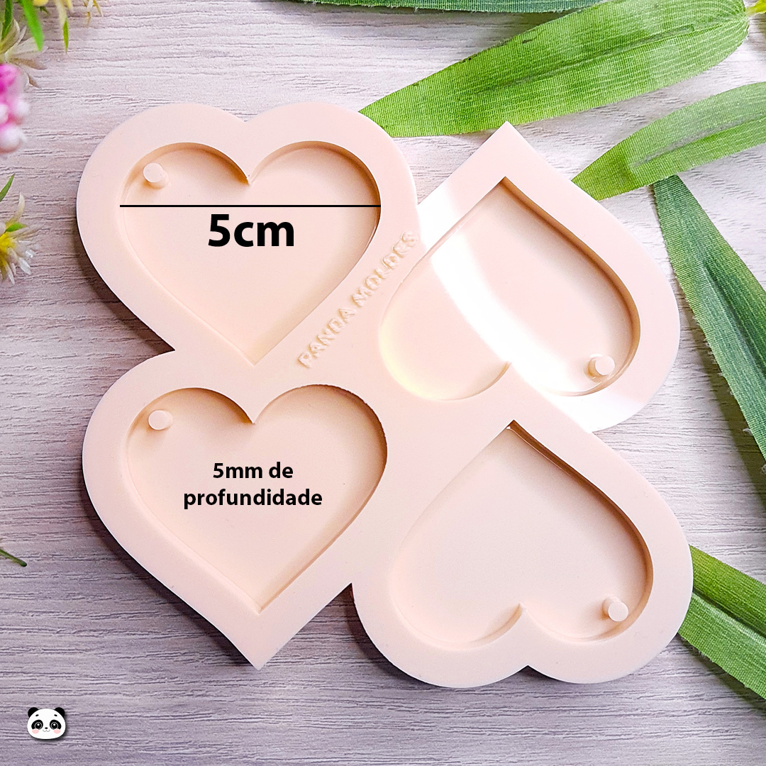 Molde De Silicone Para Resina Coração 5cm Com 4 Cavidades - Epoxi Color