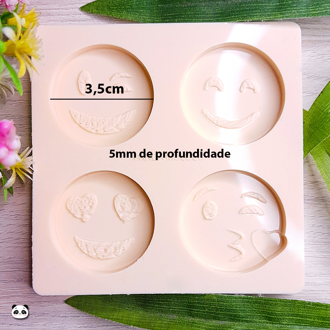Molde De Silicone Resina Epoxi Emoji Com 4 - M - Apaixonado - Epoxi Color
