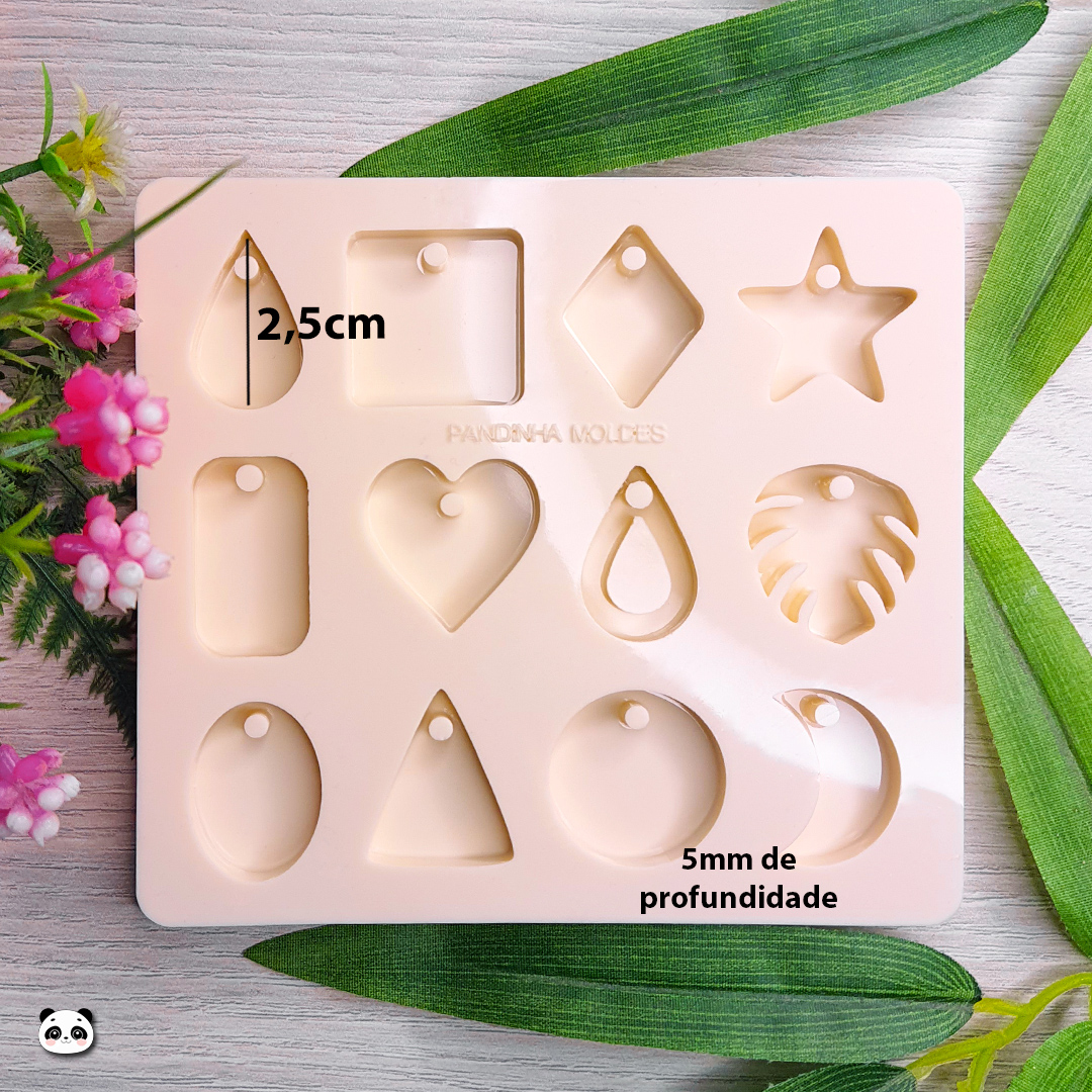 Molde De Silicone Para Resina Mini Pingente ou Biju com 12 - Epoxi Color