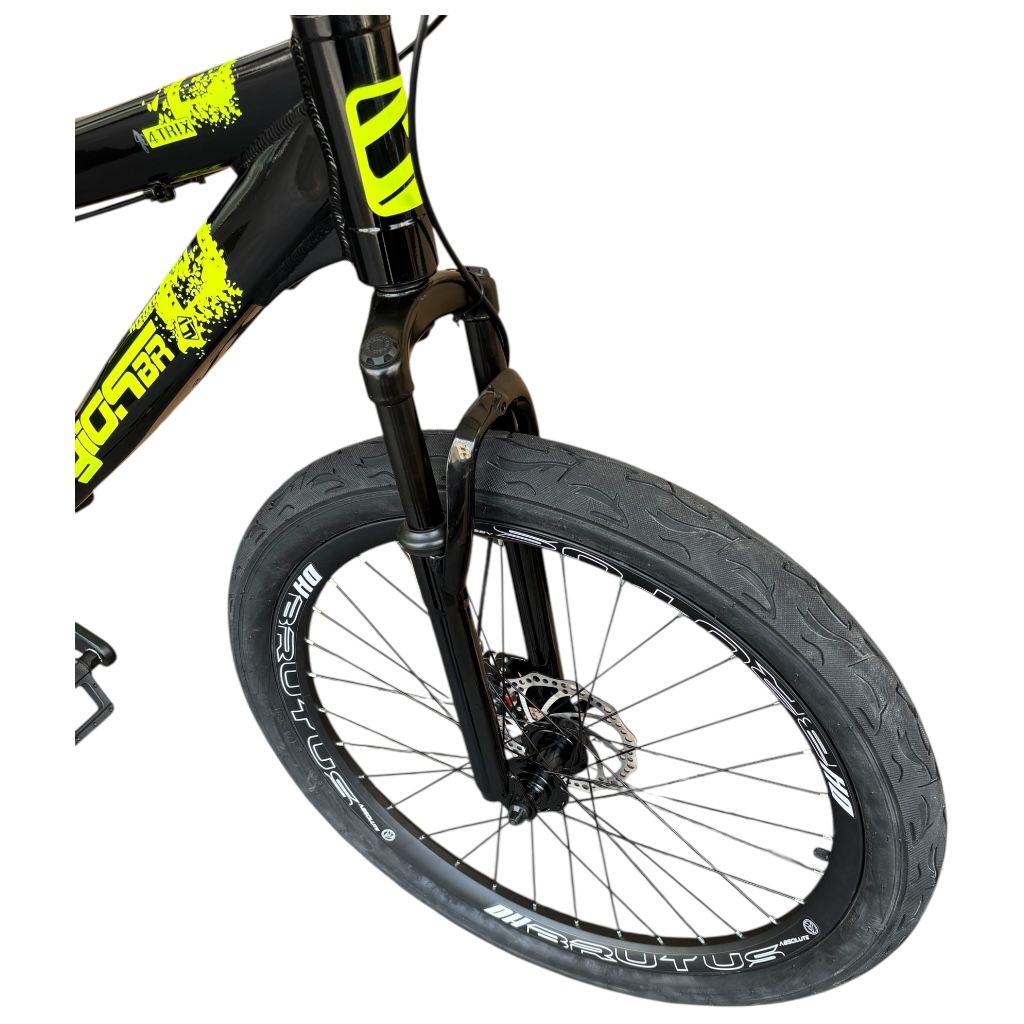 BICICLETA GIOSBR 4TRIX PRETO BRILHANTE - AMR NEON/CINZA - Torino Bikes