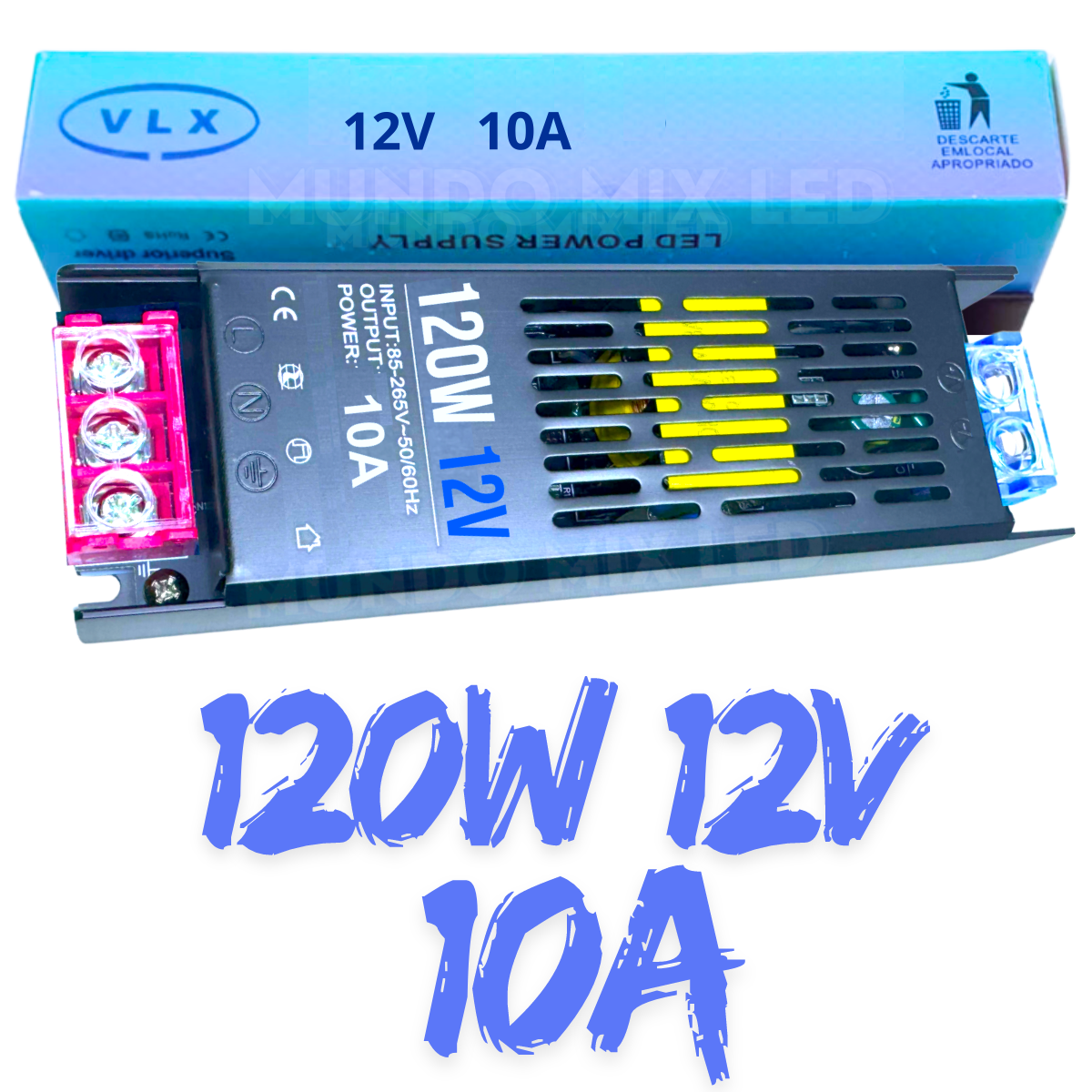 Fonte Slim 120w 10a 12v Metálica Chaveada Alimentação 110v 220v ...