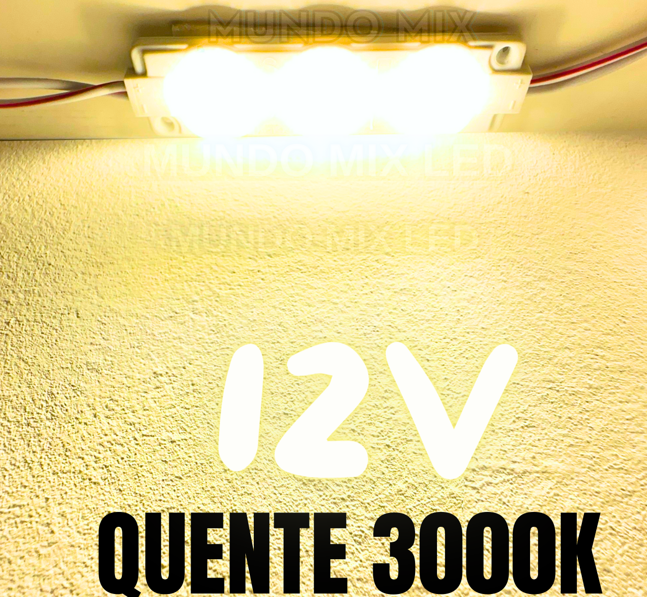 módulo led mega lente 3030 3w 12v 3-leds branco quente 3000k ip67 12vo ...